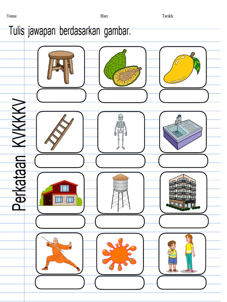 Lembaran Kerja Perkataan KVKK+KV | PDF