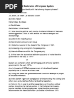 Challenges To and Restoration of Congress System Revision Notes Class ...