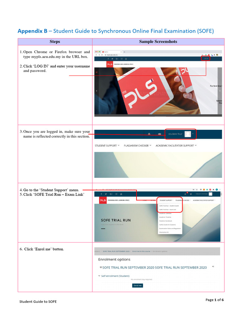 Appendix B - Student Guide To SOFE | PDF | Button (Computing) | World Wide Web