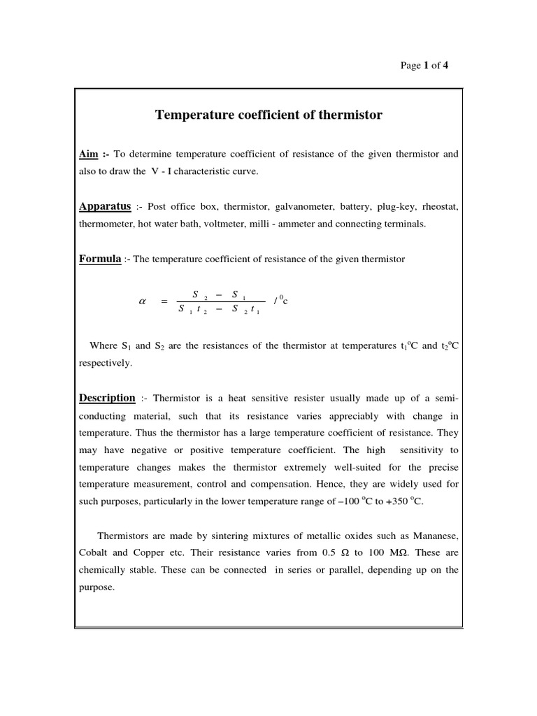 Thermistor | PDF | Electrical Resistance And Conductance | Physical Chemistry