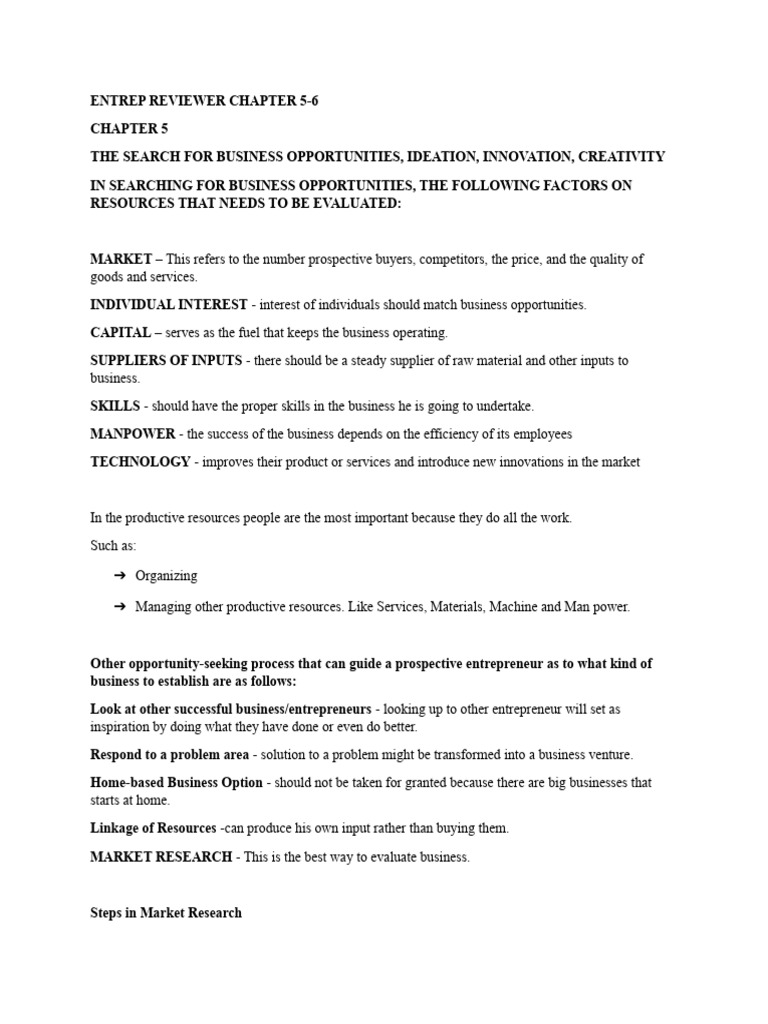 Entrep Reviewer Chapter 5 | PDF | Innovation | Patent