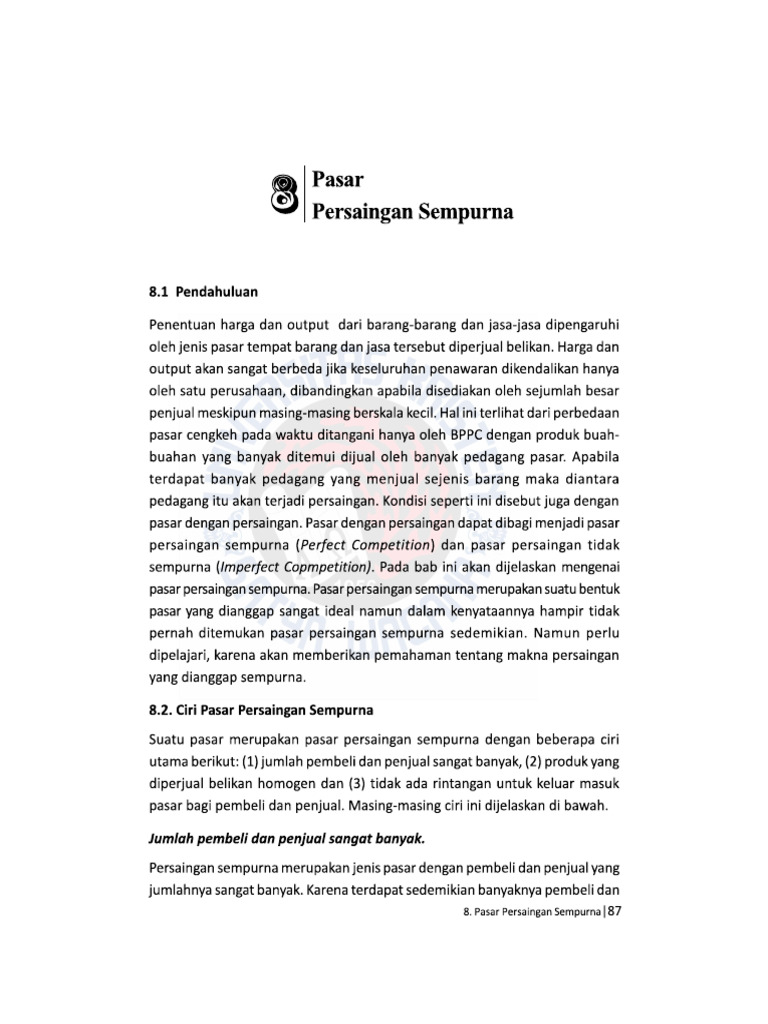 Pasar Persaingan Sempurna | PDF