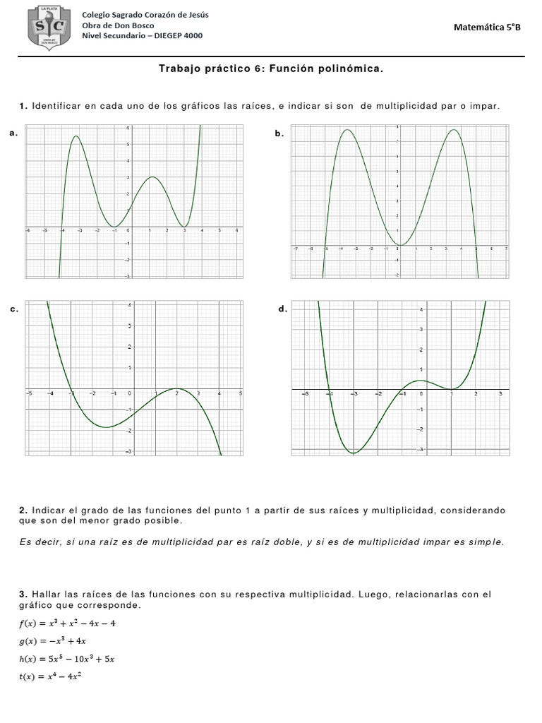 Trabajo Práctico 6 Función Polinómica | PDF