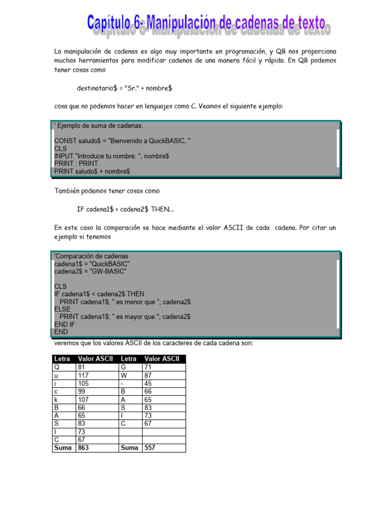 Capítulo 6- Manipulación de Cadenas de Texto | PDF | Software | Desarrollo de software