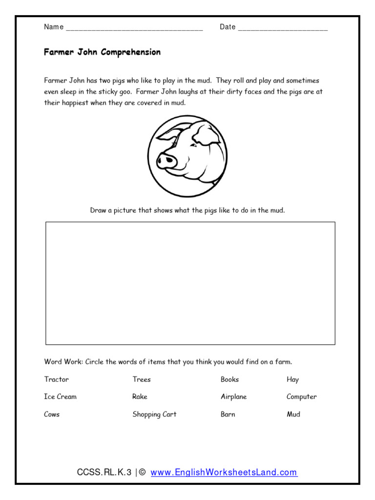English Comprehension Worksheet - Farmer John Comprehension | PDF