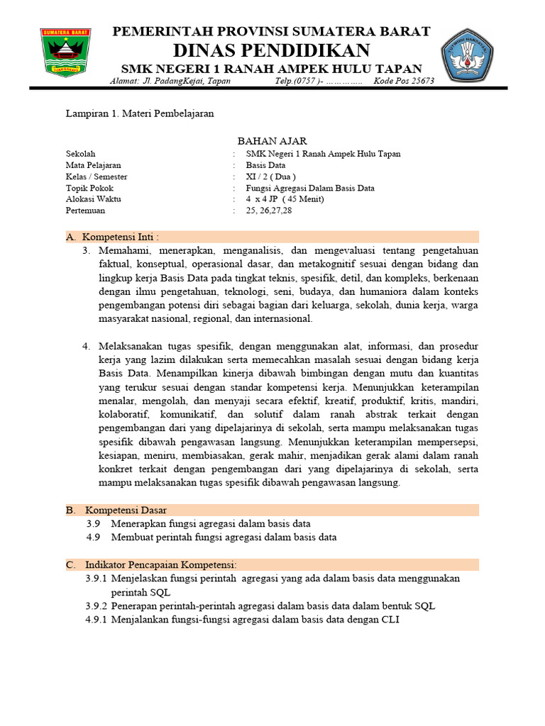 Fungsi Agregasi Dalam Basis Data | PDF