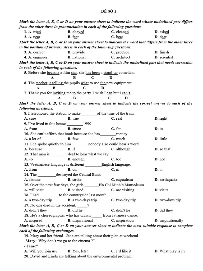 20 de On Thi Vao 10 Tieng Anh | PDF | English Language | Mark Twain