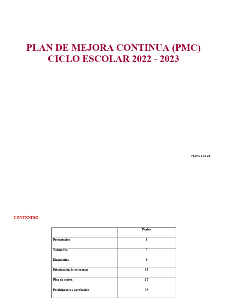 Formato Nuevo PMC 2022-2023 Septiembre CORREGIDO | PDF | Enseñando ...