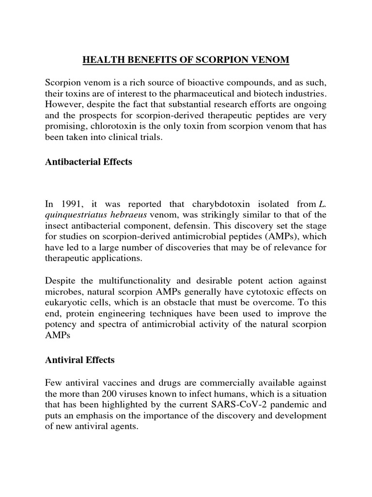 Scorpion Venom | PDF | Antiviral Drug | Virus