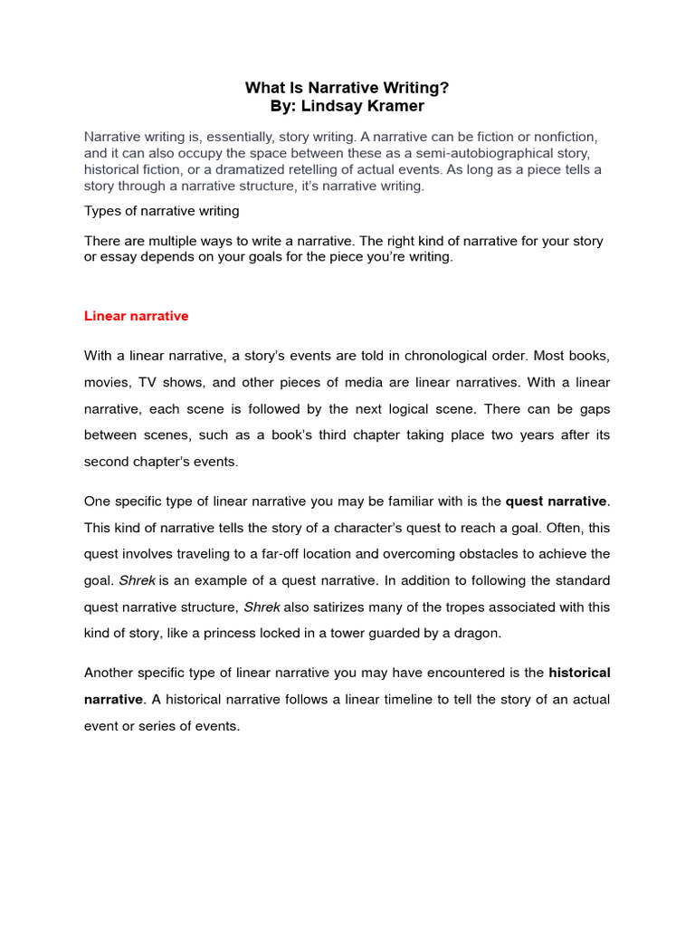 Narrative Writing | PDF | Narration | Narrative