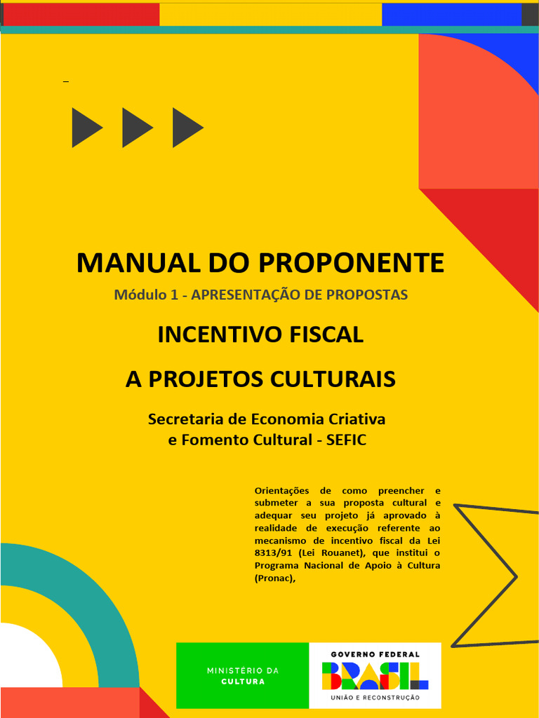 Manual Do Proponente: Incentivo Fiscal A Projetos Culturais | PDF ...