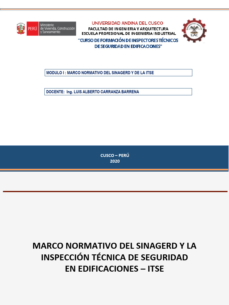 Modulo I Marco Normativo Del Sinagerd y de La Itse | PDF | Riesgo | Ingeniería