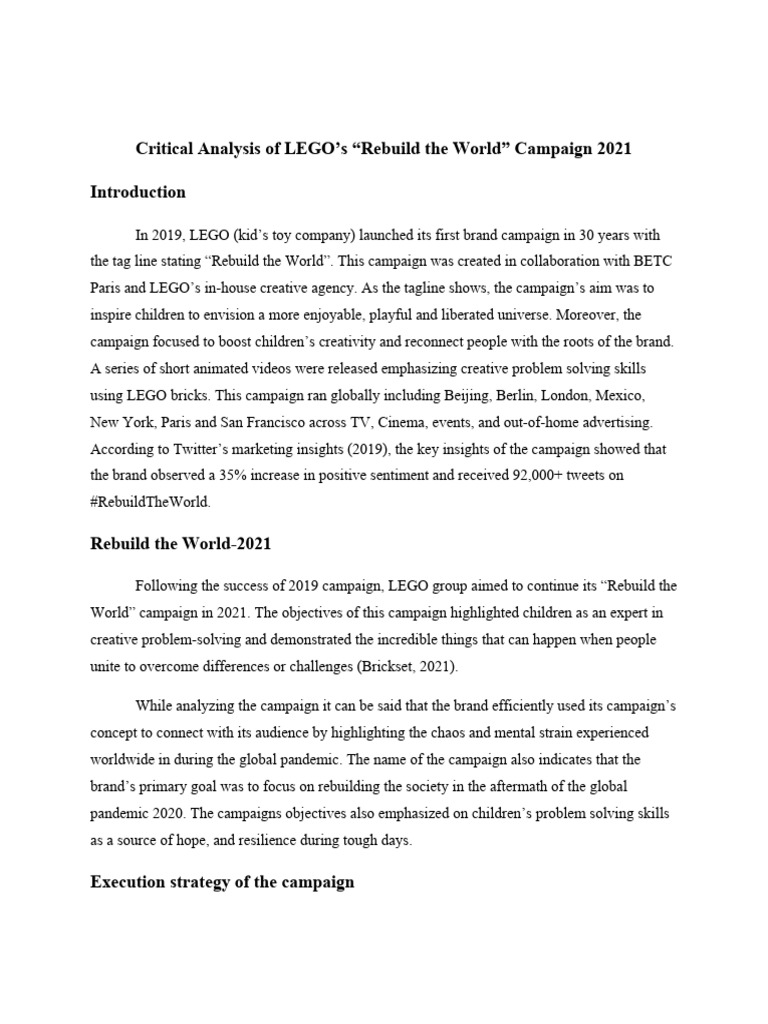 Analysis of LEGO Campaign | PDF | Business