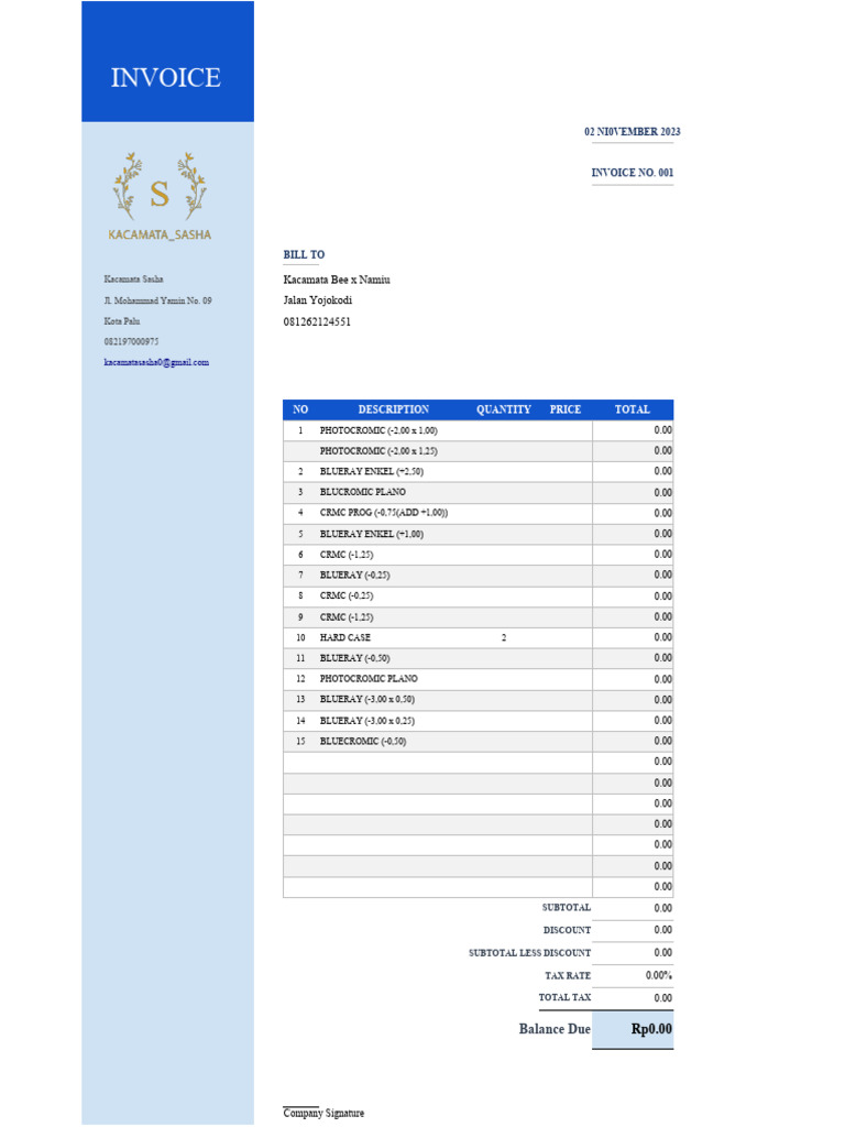 Modern II Excel Invoice Template | PDF
