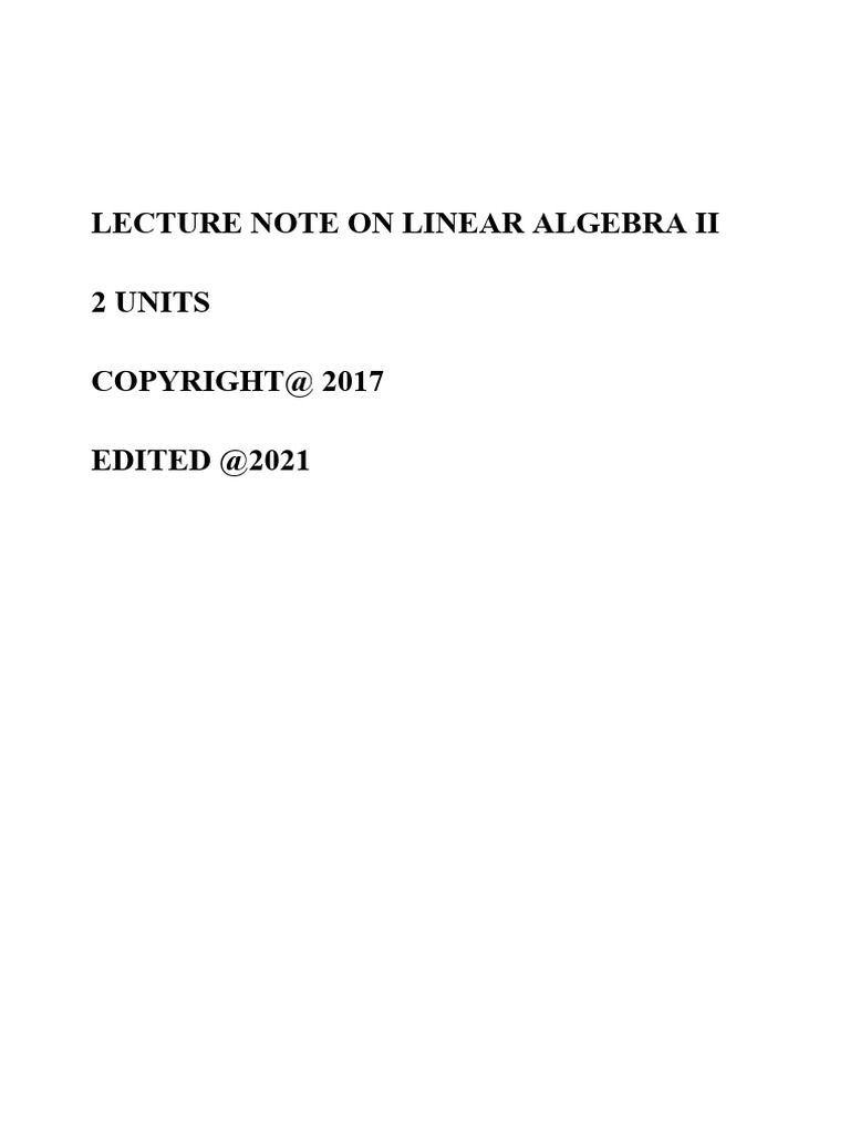 Lesson Note On Linear Algebra II by MR Ugoala B.C | PDF | Basis (Linear ...