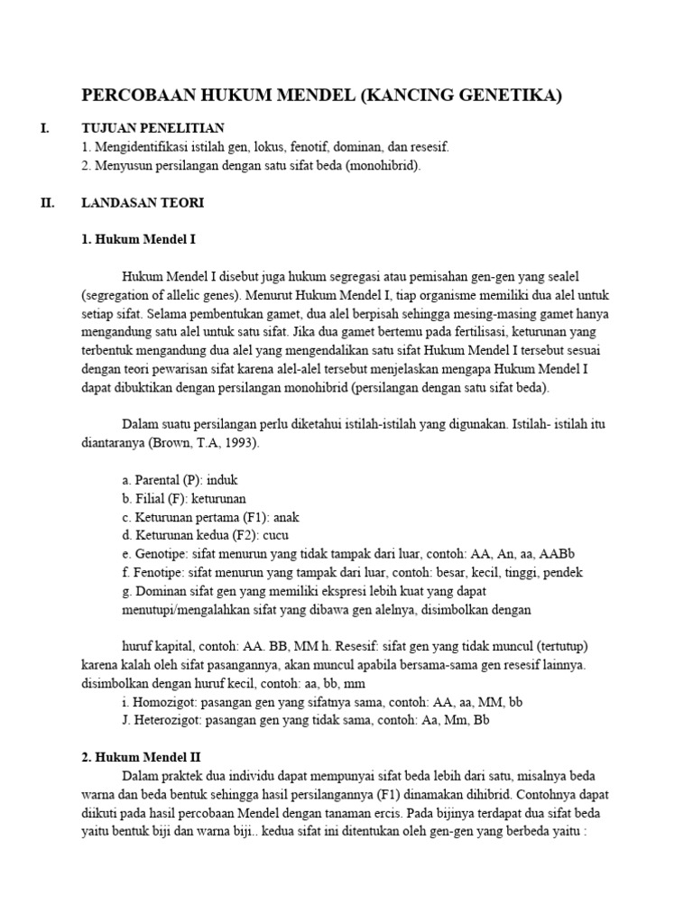 Percobaan Hukum Mendel | PDF