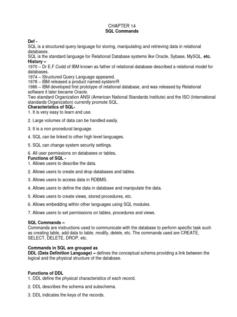 Ch 14 Sql Pdf Relational Database Sql