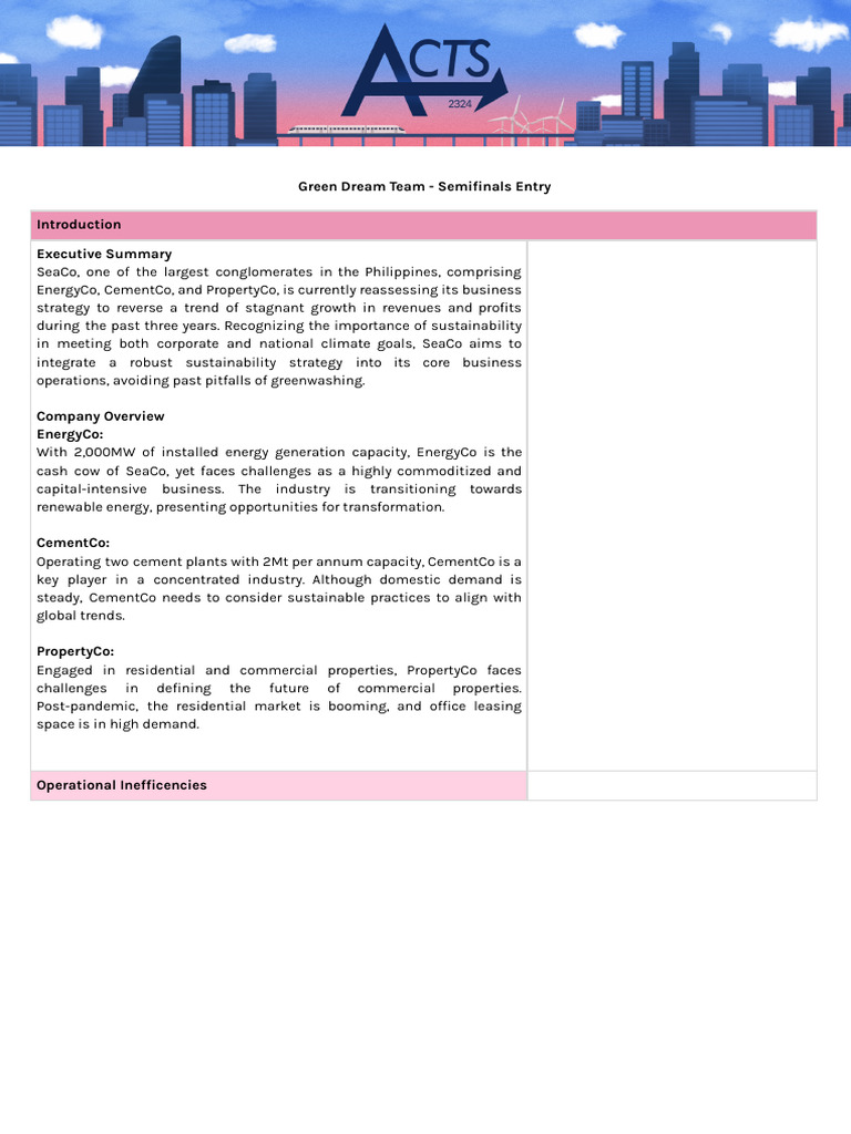 (ACTS2324) C2 - Green Dream Team | PDF | Sustainability | Outsourcing