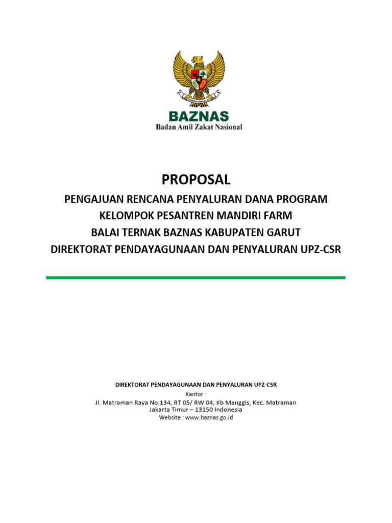Proposal Pengajuan Balai Ternak PESANTREN MANDIRI FARM GARUT TA 2023 | PDF