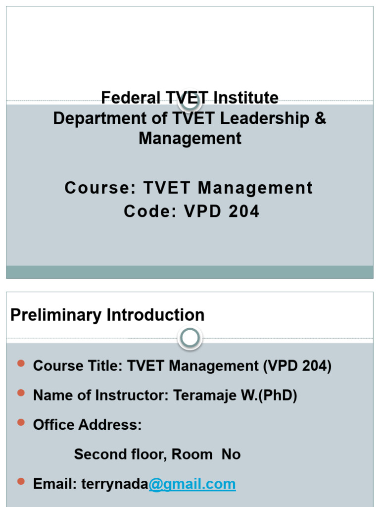TVET Management Course Overview | PDF | Quality Management | Power ...