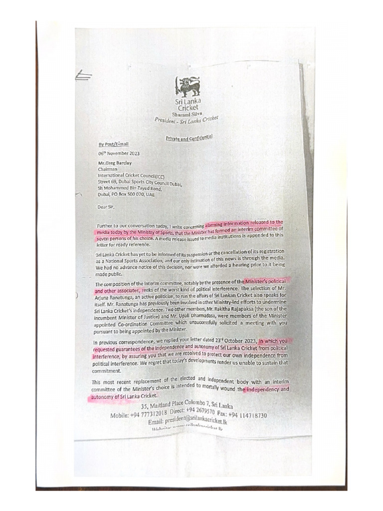 SLC November 6th Letter | PDF