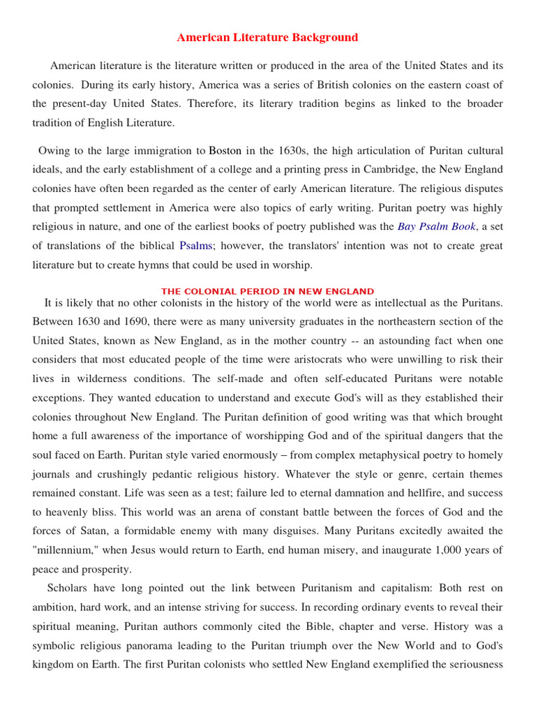 American Literature Background | PDF | The Raven | Nathaniel Hawthorne