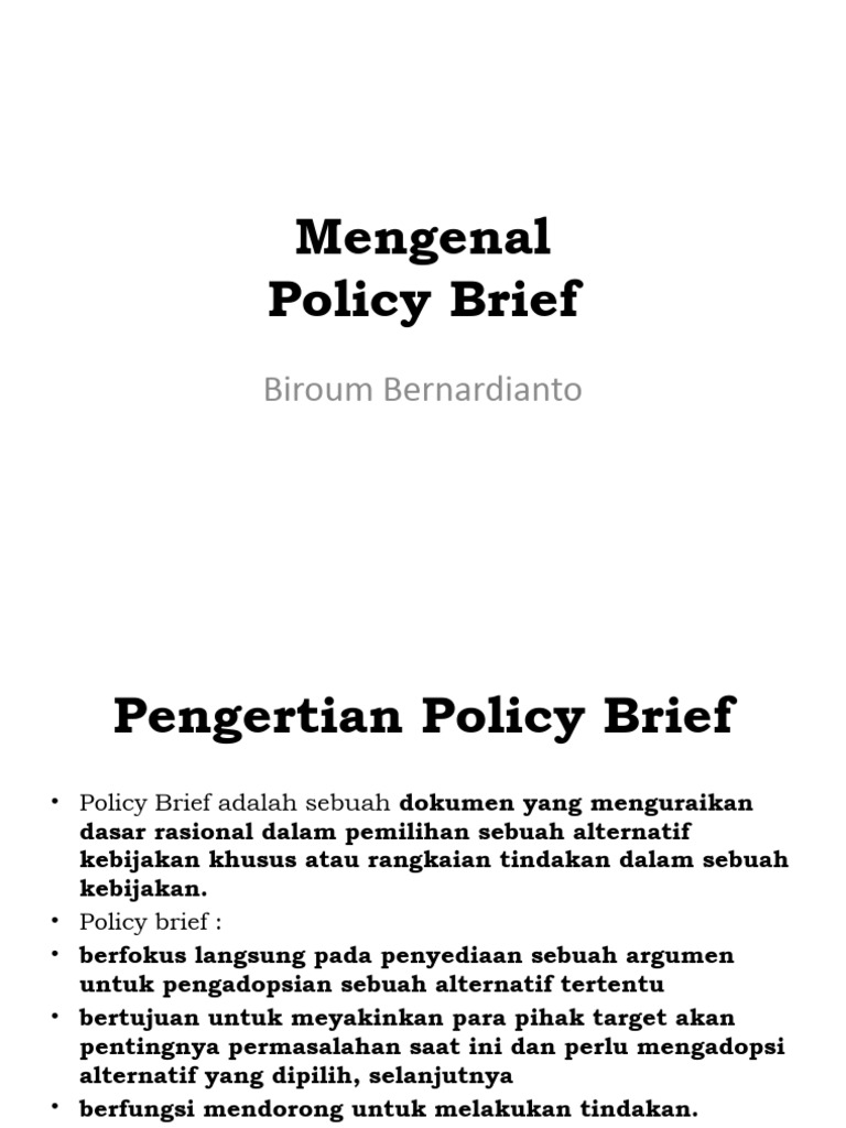 Mengenal Policy Brief | PDF