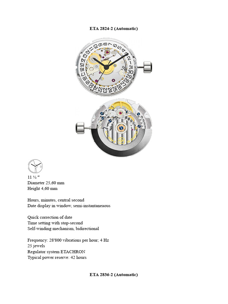 ETA Calibers | PDF | Frequency | Hertz