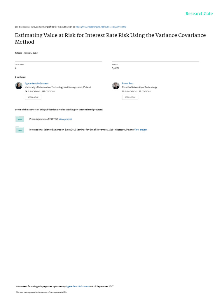 Interest Rate Risk: VaR Method | PDF | Bonds (Finance) | Value At Risk