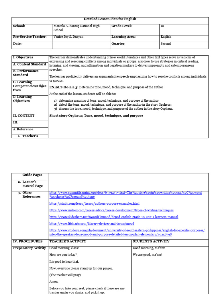 Analyzing Tone and Purpose in Orpheus | PDF | Cognition | Human ...