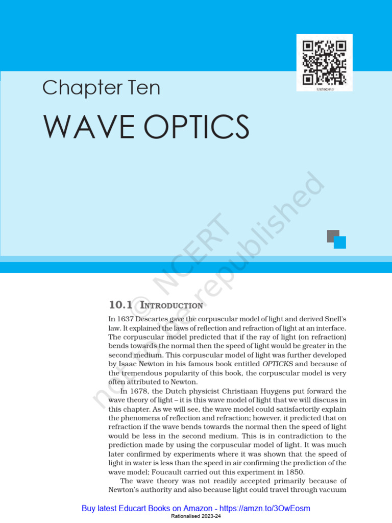 CH - 10 Wave Optics | Download Free PDF | Diffraction | Light