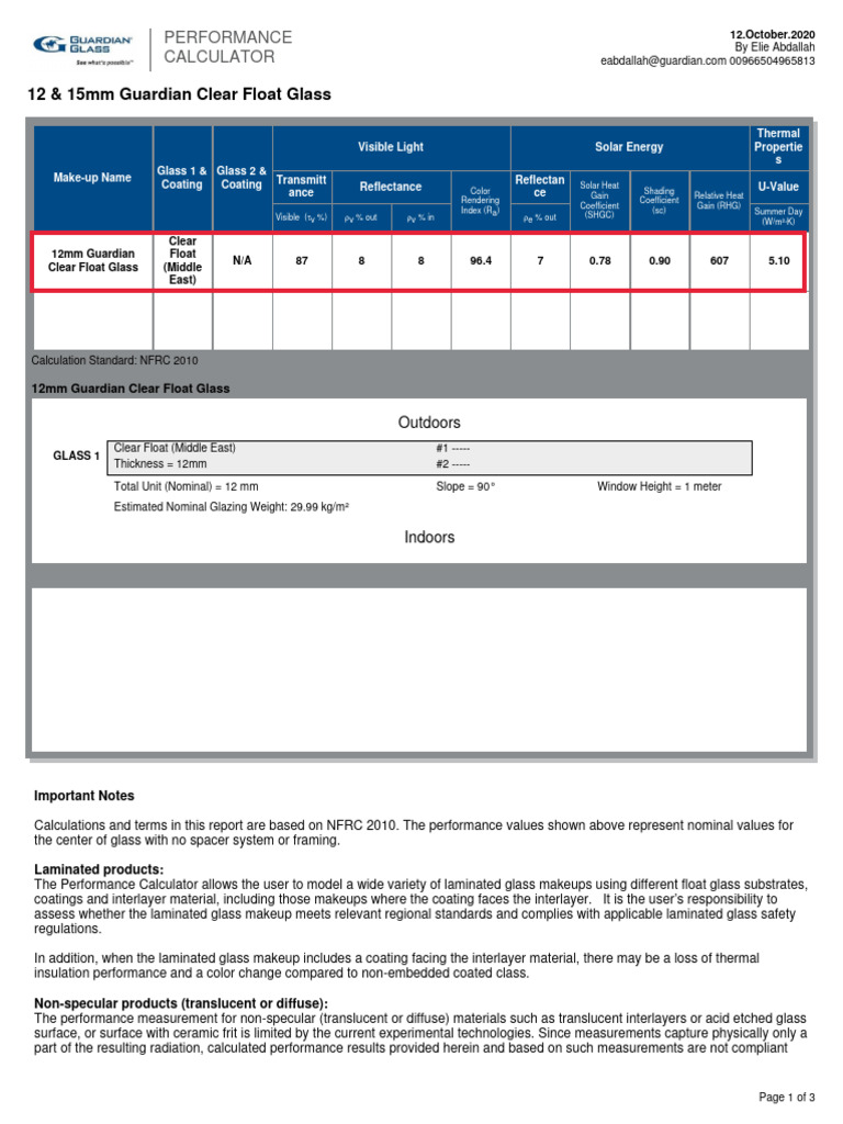 12mm Thick Clear Float Temperd Glass Data Sheet | PDF | Glasses ...