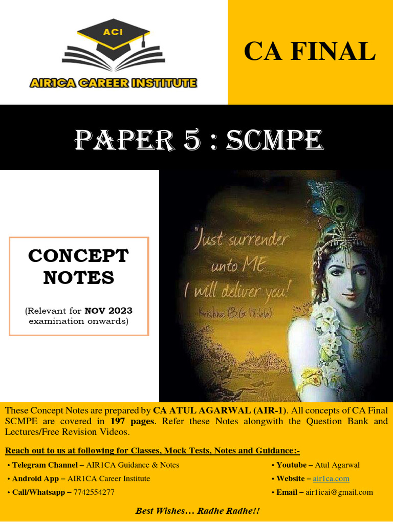 SCMPE Concept Notes Nov 23 Exams | PDF | Cost Accounting | Business