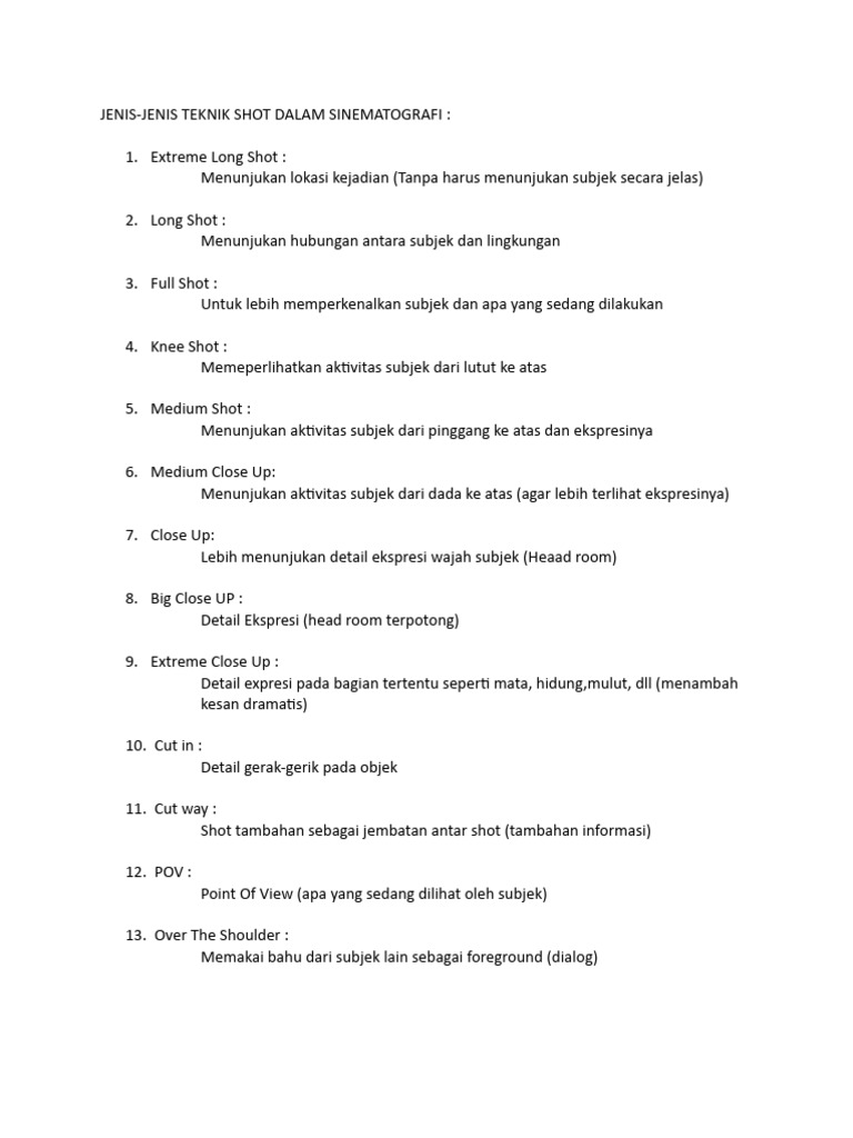 Jenis-Jenis Shot | PDF