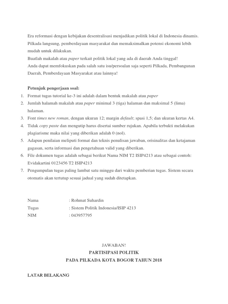 Tugas 3 Sistem Politik Indonesia | PDF | Politik