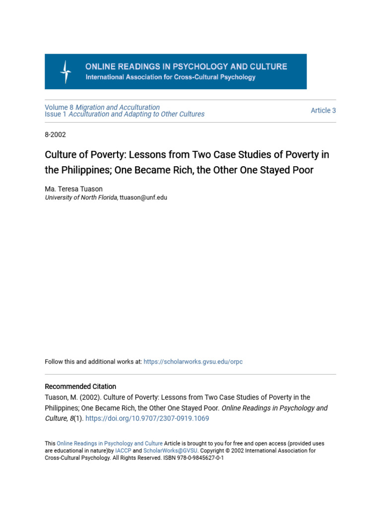 Culture of Poverty - Lessons From Two Case Studies of Poverty in T ...