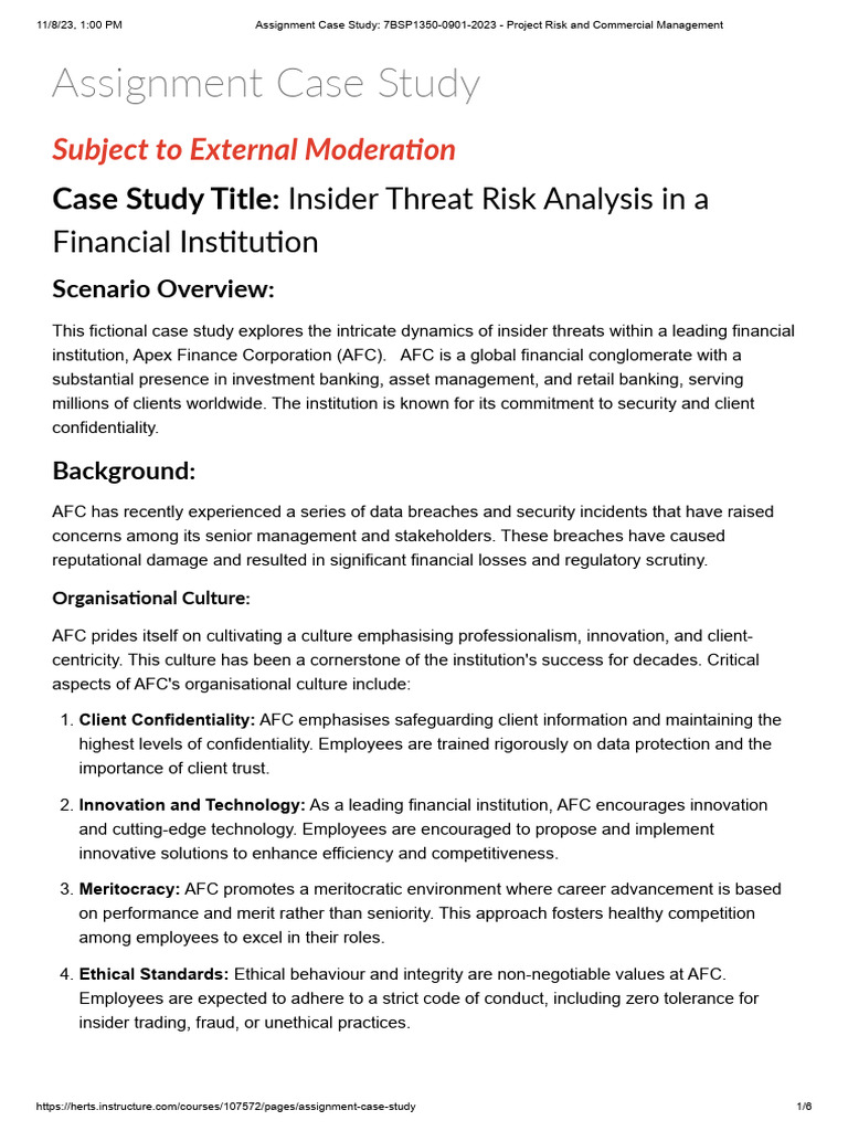 Assignment Case Study - 7BSP1350-0901-2023 - Project Risk and ...