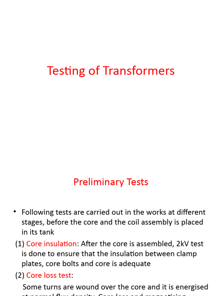 Testing of Transformers | PDF | Transformer | Electrical Impedance