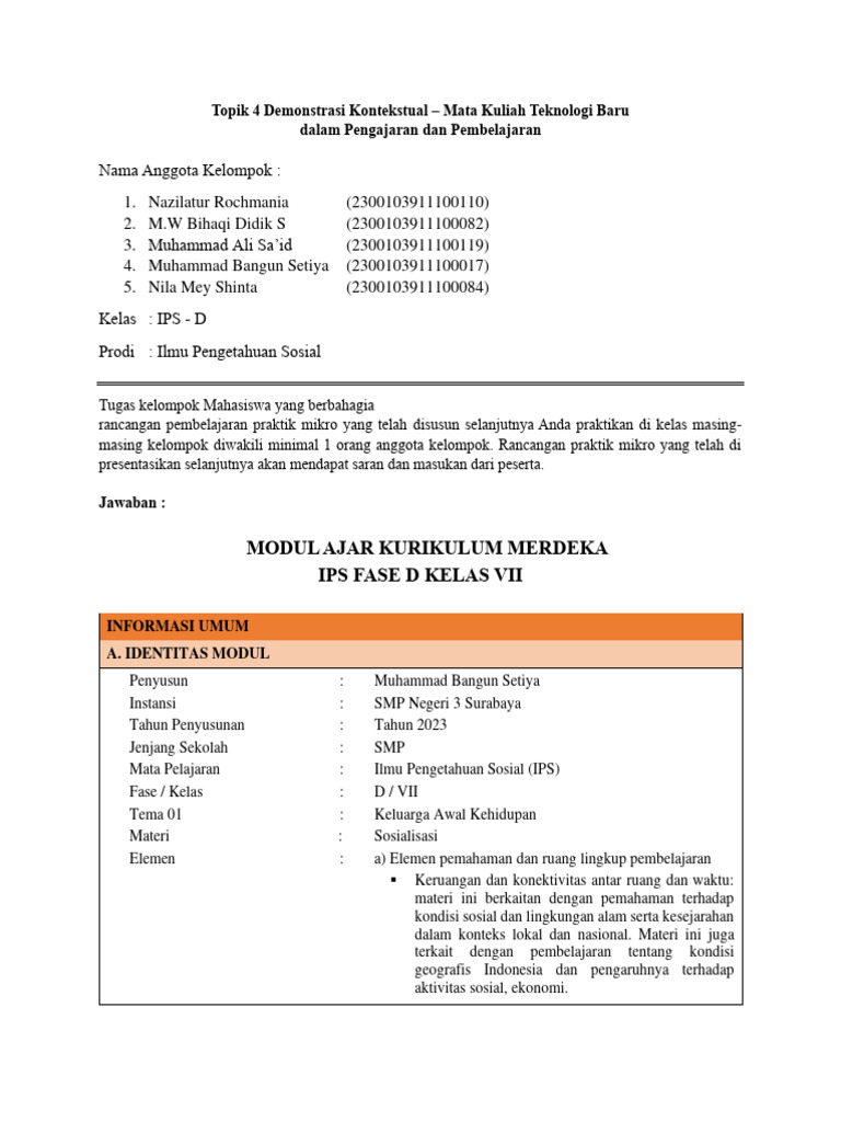 Demonstrasi Kontekstual Teknologi - TOPIK 4 | PDF | Karier & Perkembangan