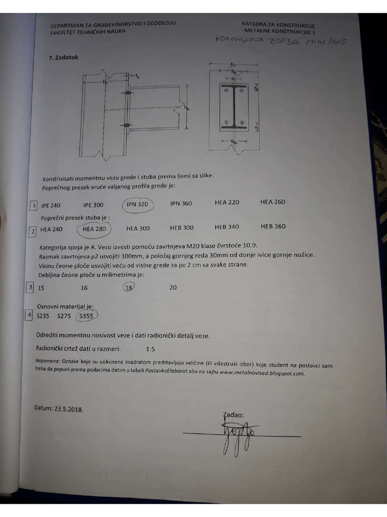 Zadatak 6 Metalne Konstrukcije 1 Elaborat | PDF