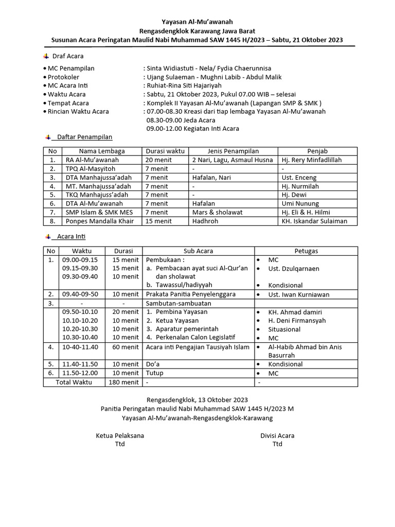 Susunan Acara Perayaan Maulid Nabi 1445 H | PDF Susunan Acara Perayaan Maulid Nabi 1445 H | PDF