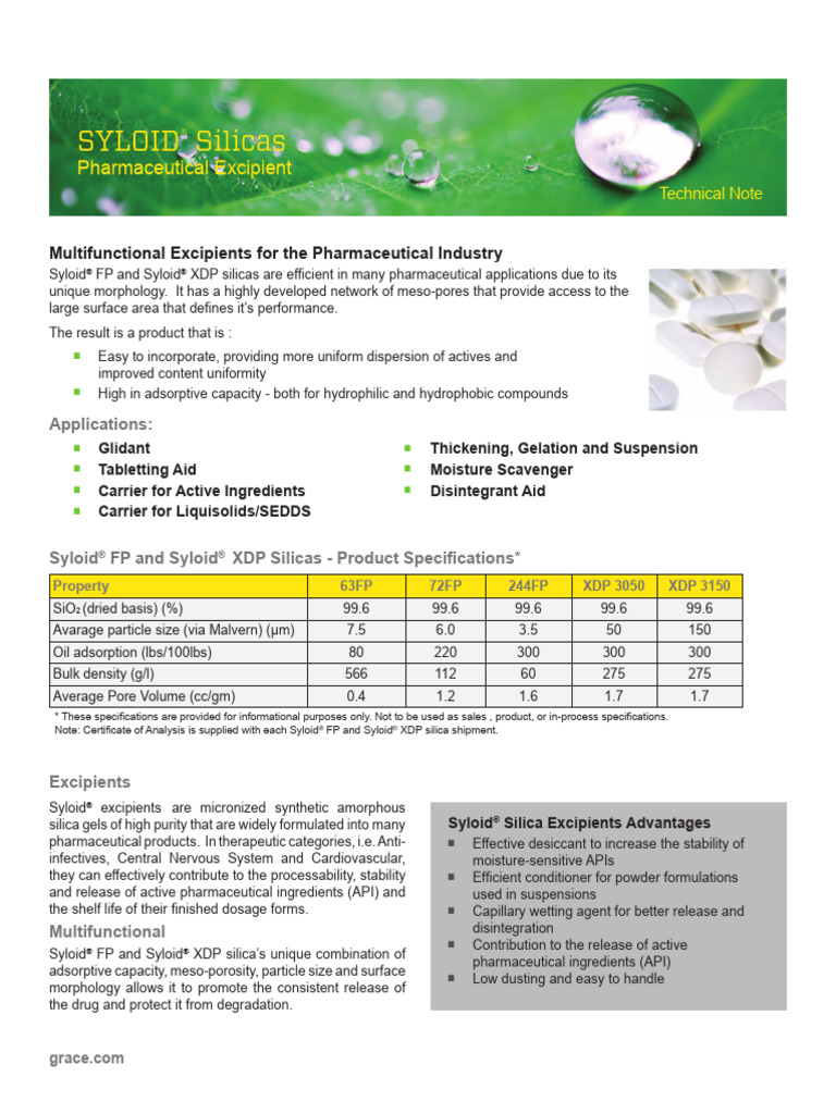 Syloid Silicas Grace | Download Free PDF | Tablet (Pharmacy ...