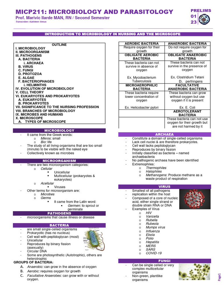 Microbiology and Parasitology Overview | PDF | Microscopy | Bacteria