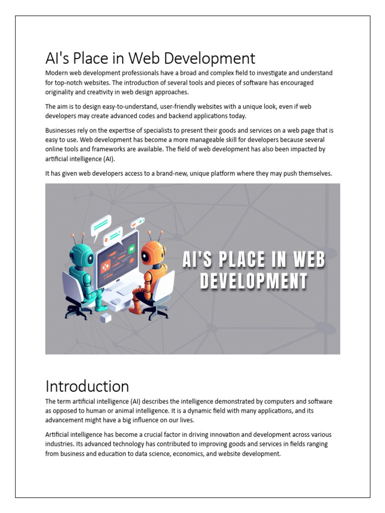 AI's Place in Web Development | PDF | Artificial Intelligence | Intelligence (AI) & Semantics