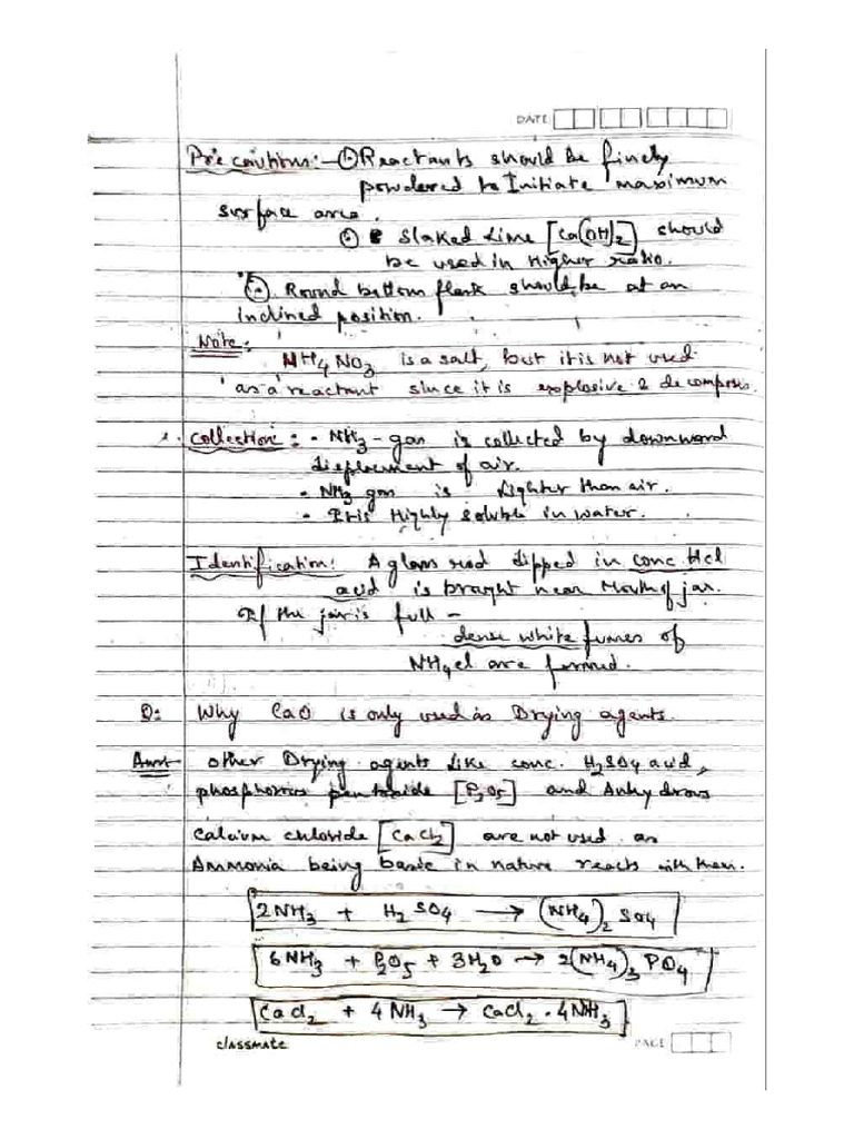 Ammonia Class 10 Chemistry (ICSE) | PDF