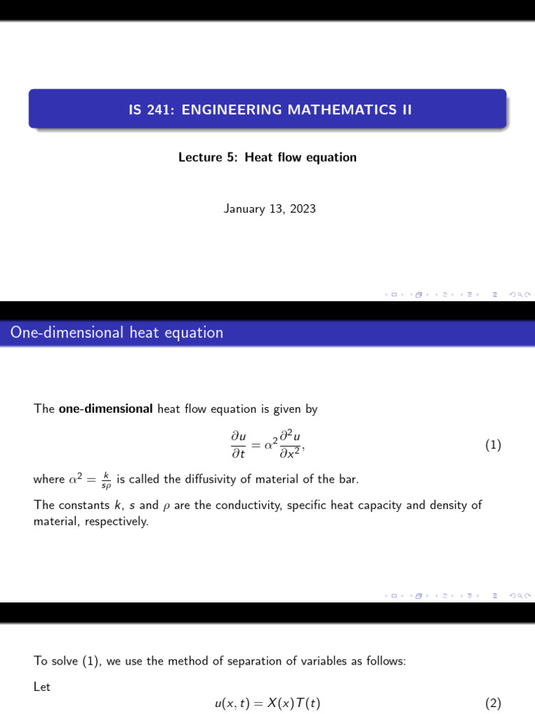 IS241 - Lecture-5 Heat Equations | PDF | Ordinary Differential Equation ...