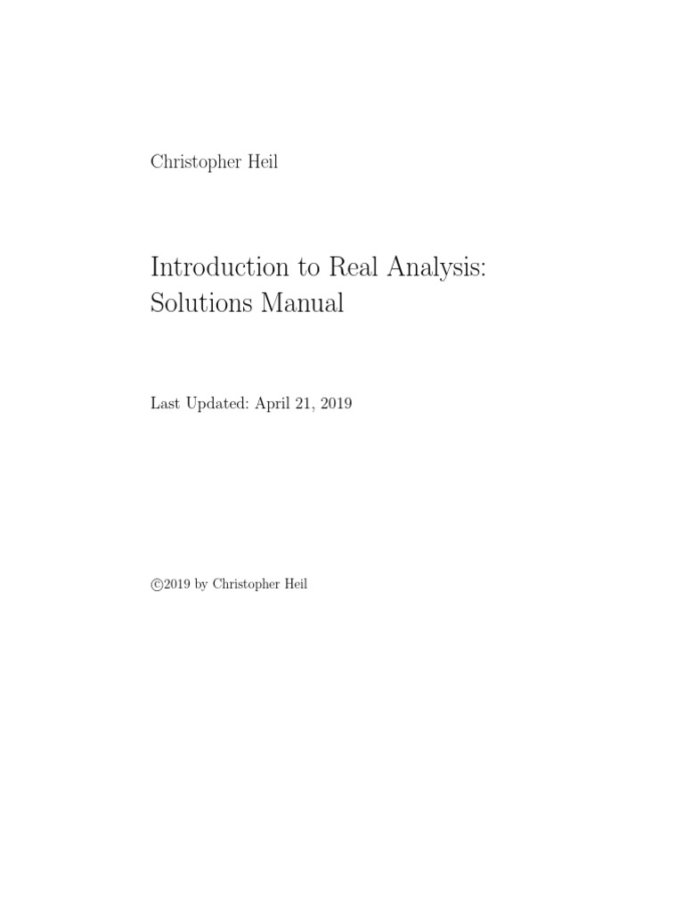 Introduction To Real Analysis Instructor Solution Manual 1nbsped ...