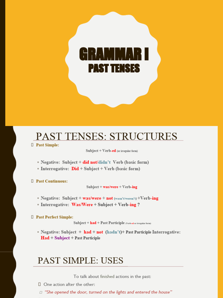Understanding Past Tenses in English | PDF | Verb | Syntax