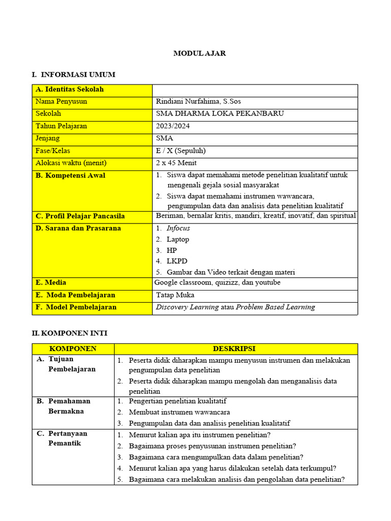 Modul Ajar Kelas 10 Supervisi | PDF