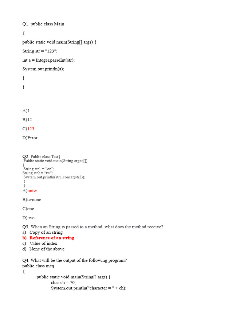 ET MCQ Practice Questions | PDF | Class (Computer Programming) | Method (Computer Programming)